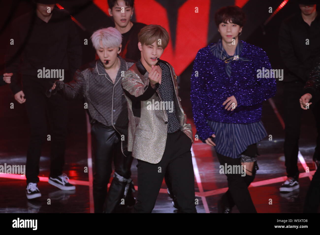 Members of South Korean boy band Hotshot perform during the South ...