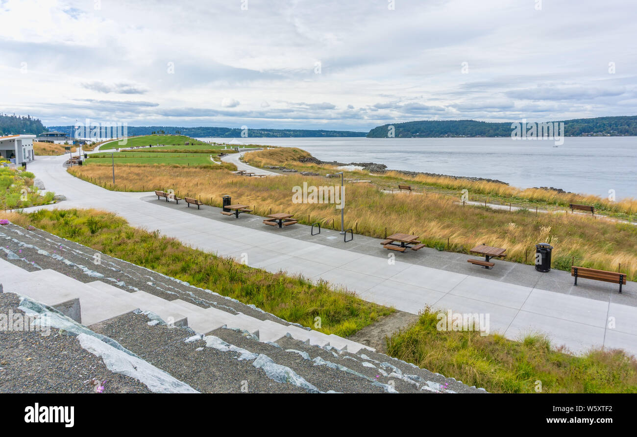 A view of the Puget Sound area from Dune Peninsula Park in Tacoma ...