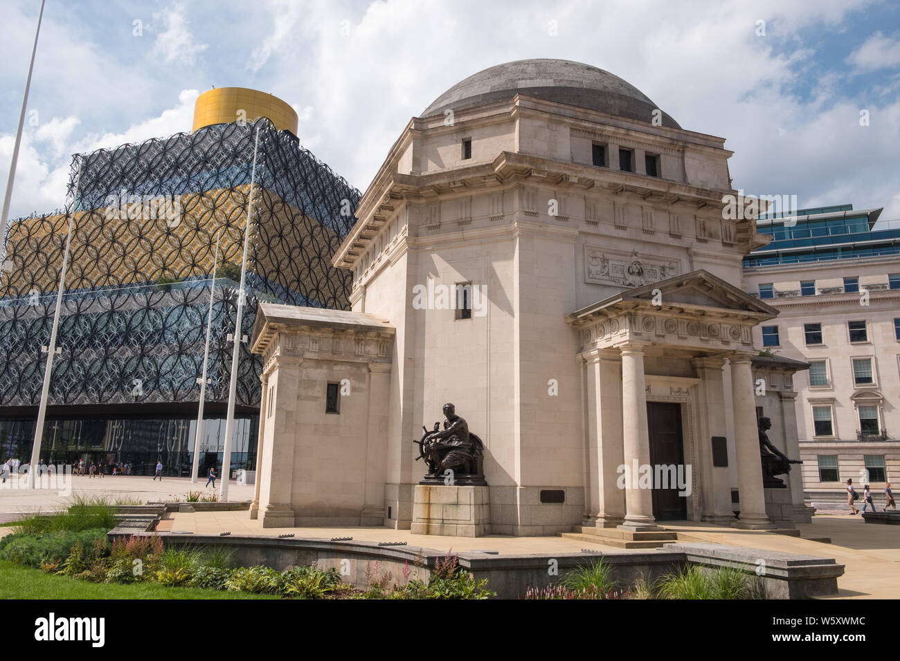Contrasting buildings Baskerville House, Hall of Memory and Library of Birmingham in Centenary ...
