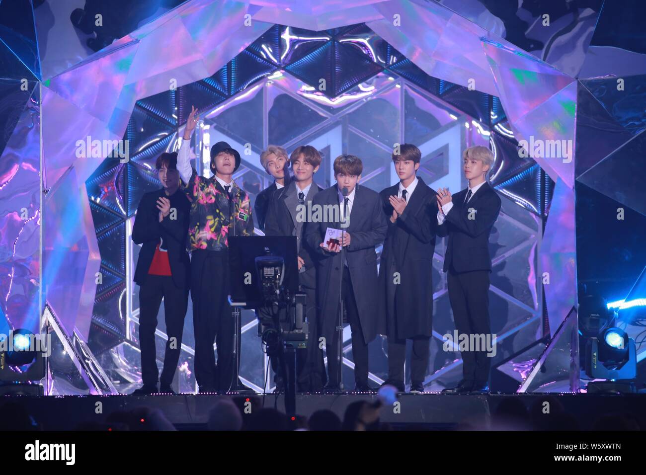 Members of South Korean boy band BTS, also known as the Bangtan Boys ...