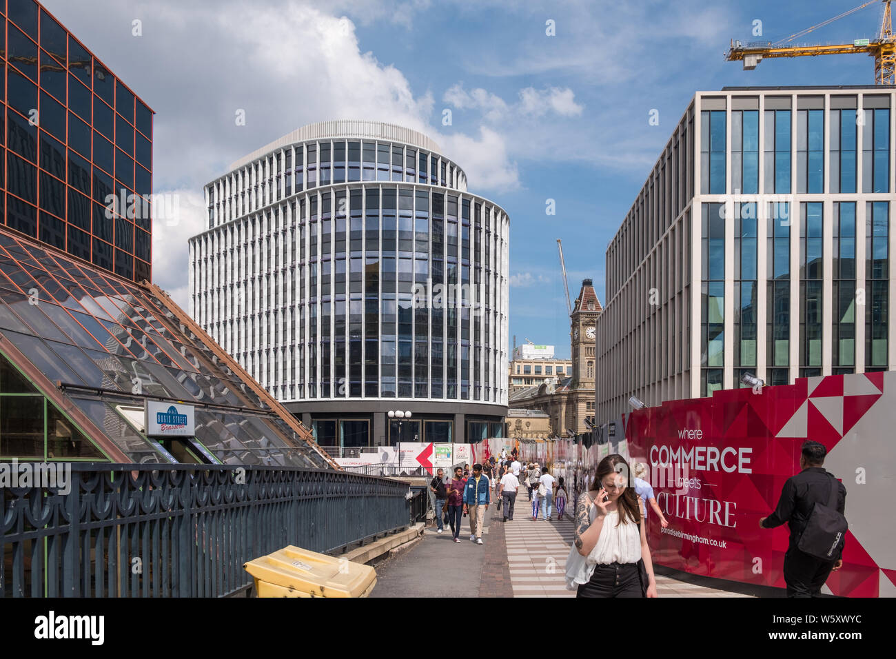 View along Centenary Way in Birmingham city centre as construction of ...