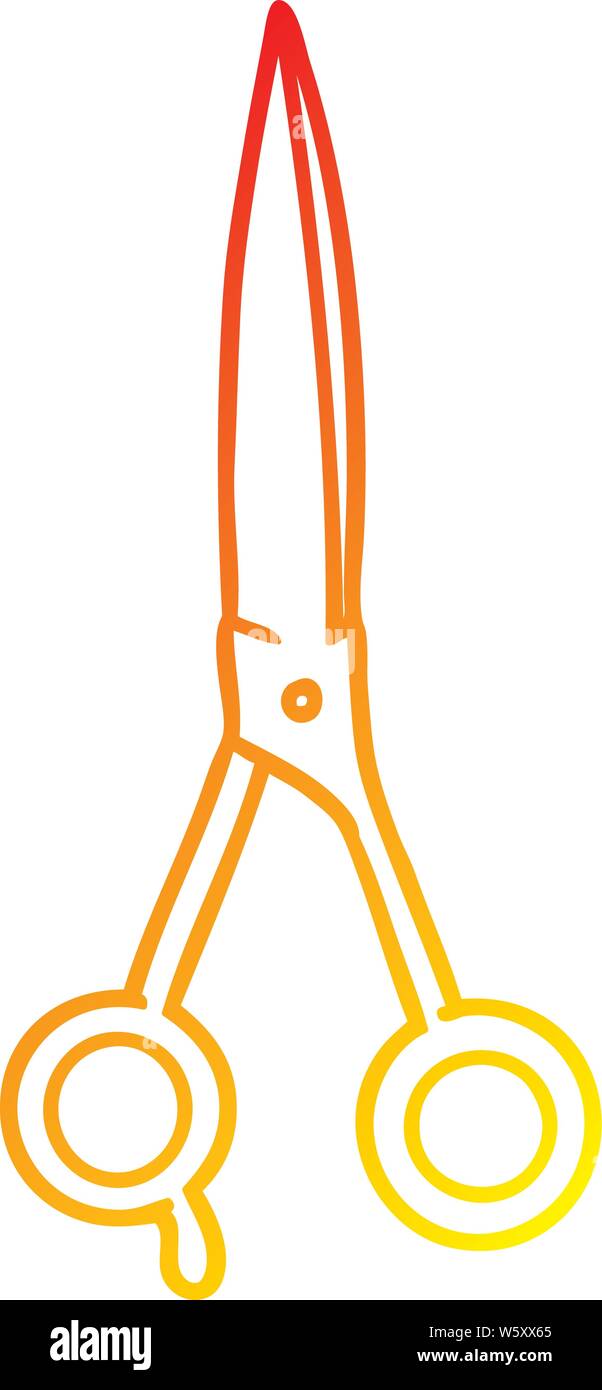 warm gradient line drawing of a cartoon barber scissors Stock Vector ...