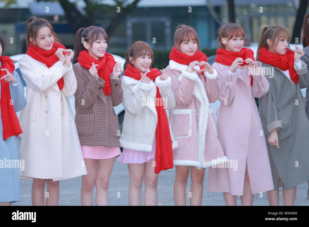 Members of South Korean girl group Izone, stylized as IZ*ONE, attend ...