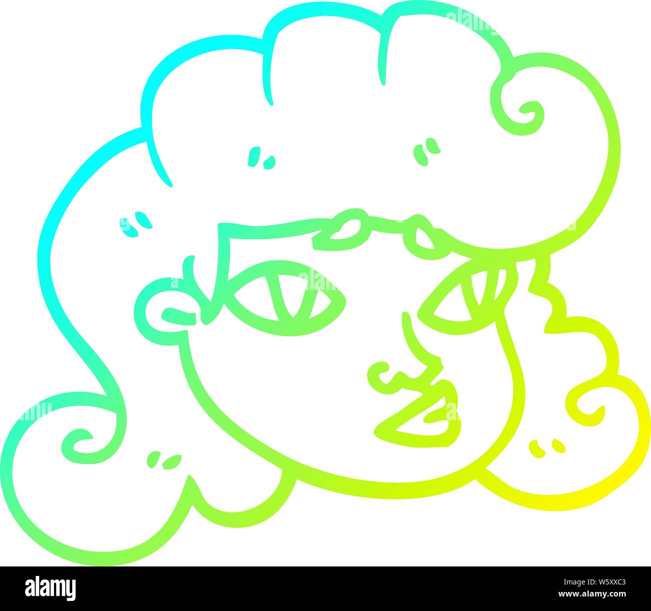 cold gradient line drawing of a cartoon blond girls face Stock Vector ...
