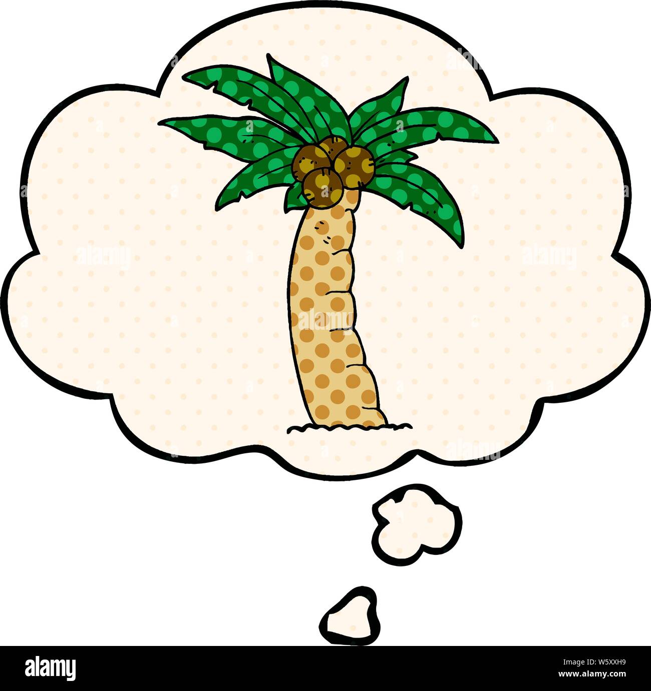 cartoon palm tree with thought bubble in comic book style Stock Vector ...