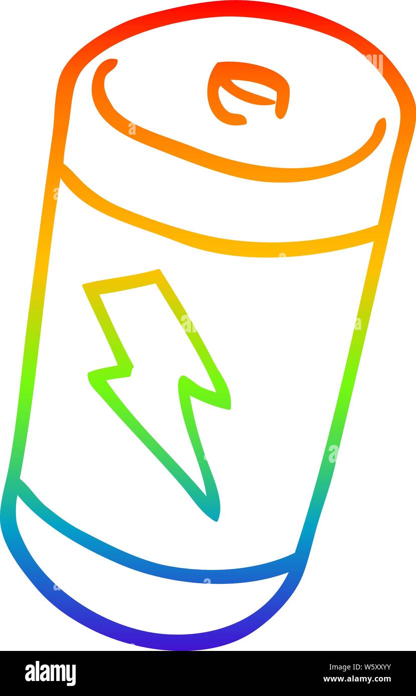 rainbow gradient line drawing of a cartoon battery Stock Vector Image ...