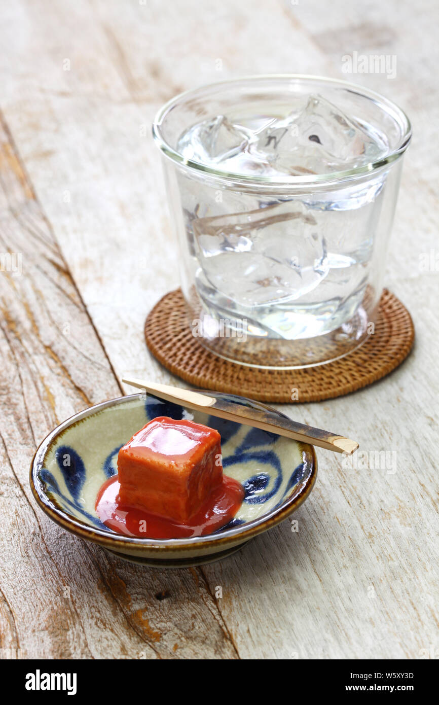 tofuyo, hard tofu dipped in red malt and awamori, japanese okinawa ...