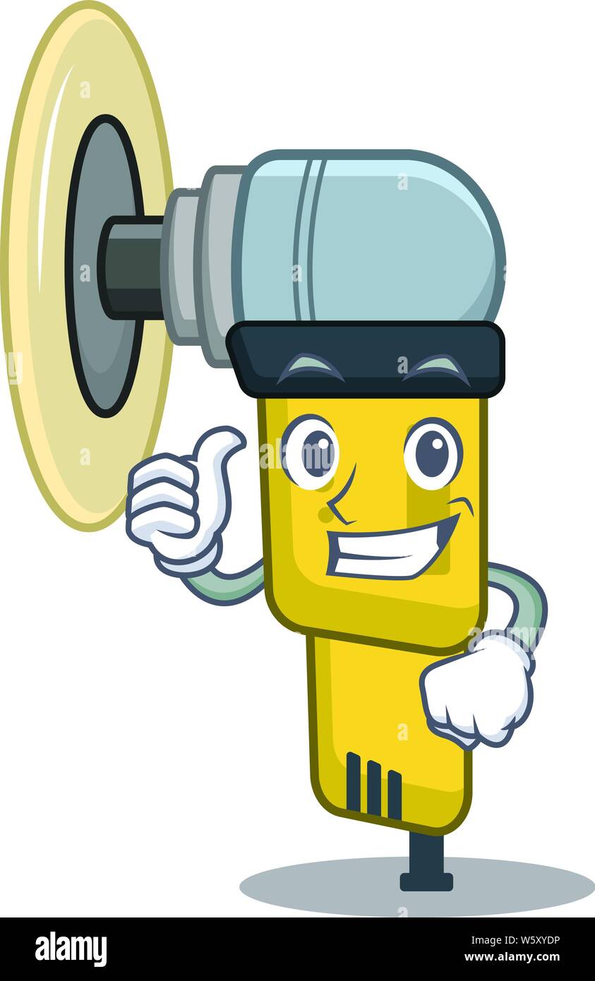 Thumbs up pneumatic sander in a cartoon drawer vector illustration ...