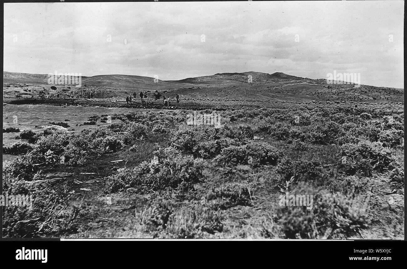 Site of Pathfinder dike. Looking northeast at sand bag face of ...