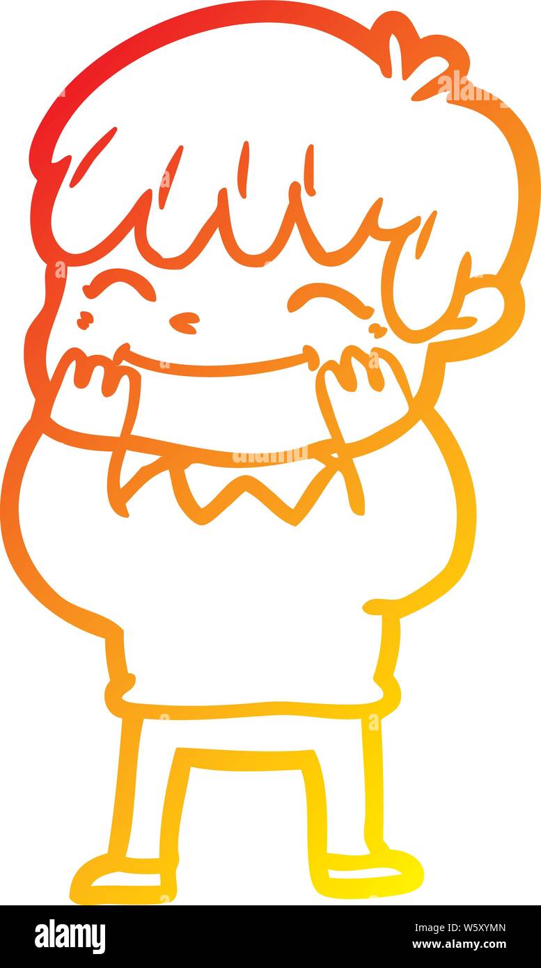 warm gradient line drawing of a cartoon happy boy Stock Vector Image ...