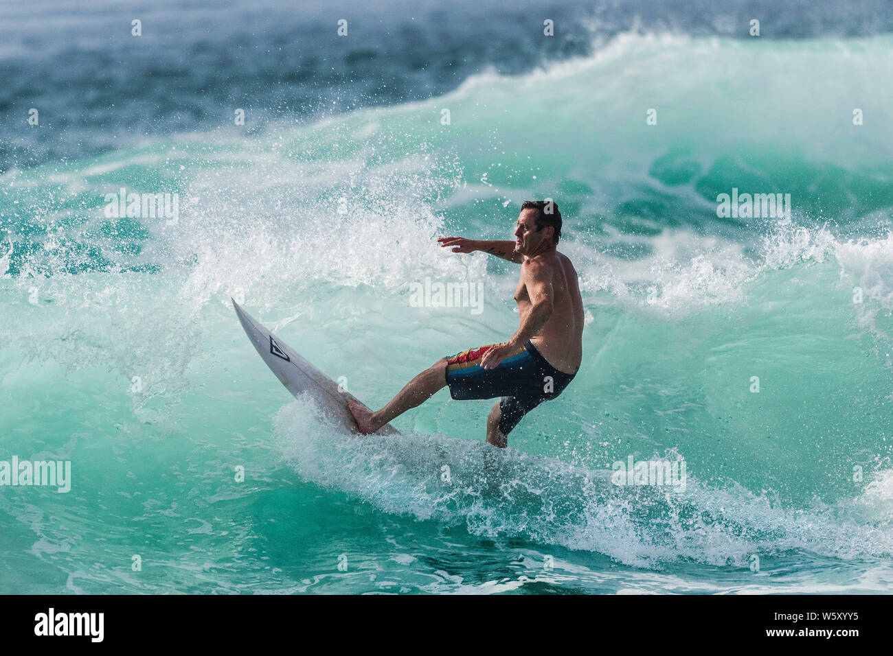 Spectacular surfing action at Fistral in Newquay in Cornwall Stock ...