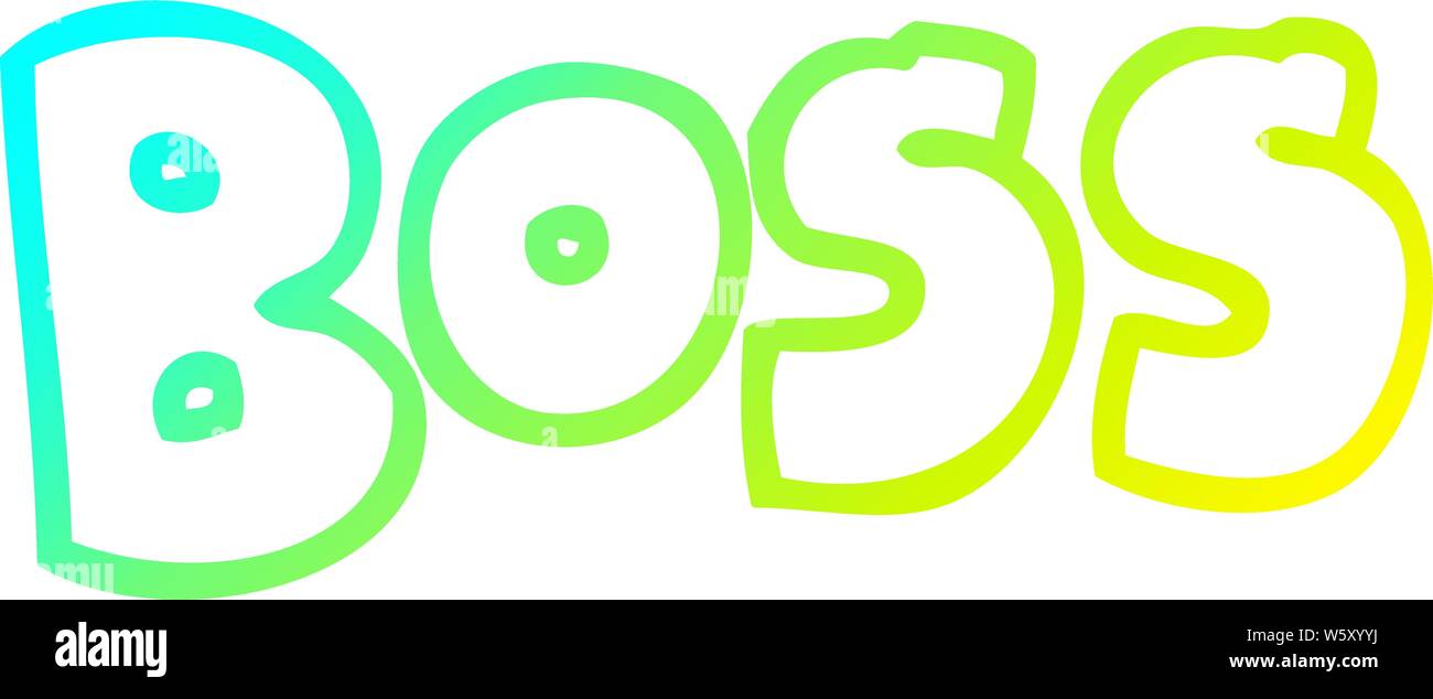 cold gradient line drawing of a cartoon word boss Stock Vector Image ...