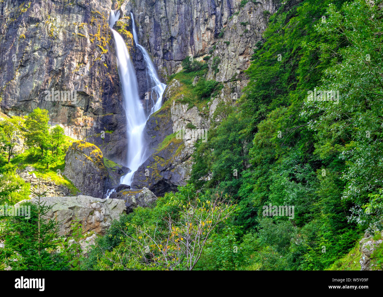 Beautiful landscape with waterfall in the mountain Stock Photo - Alamy