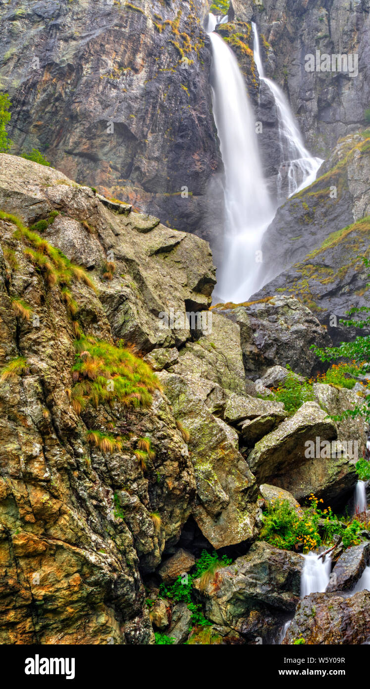 Beautiful landscape with waterfall in the mountain Stock Photo - Alamy