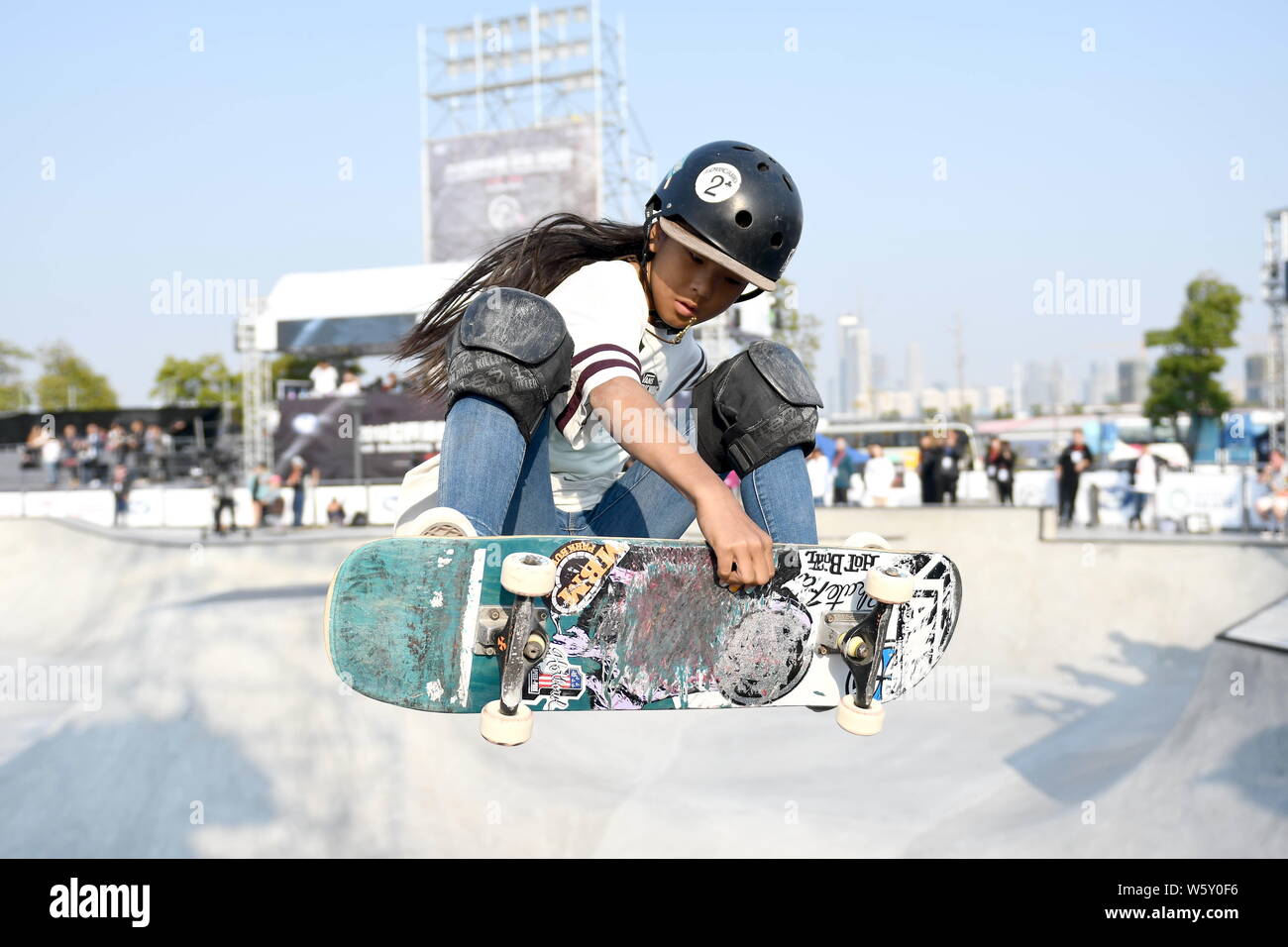 A player competes in the women's final match during the 2018 World ...
