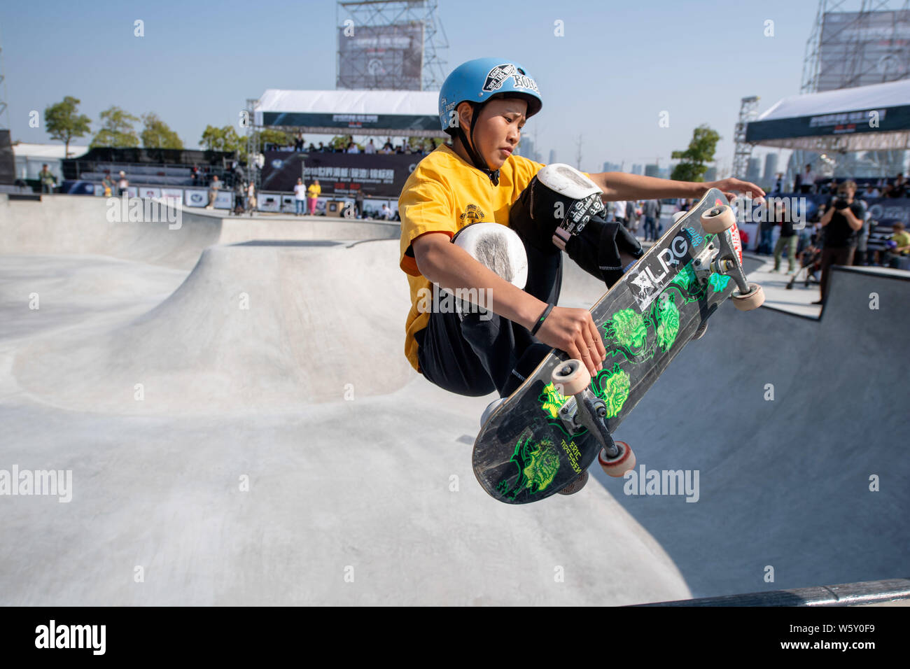 A player competes in the women's final match during the 2018 World ...