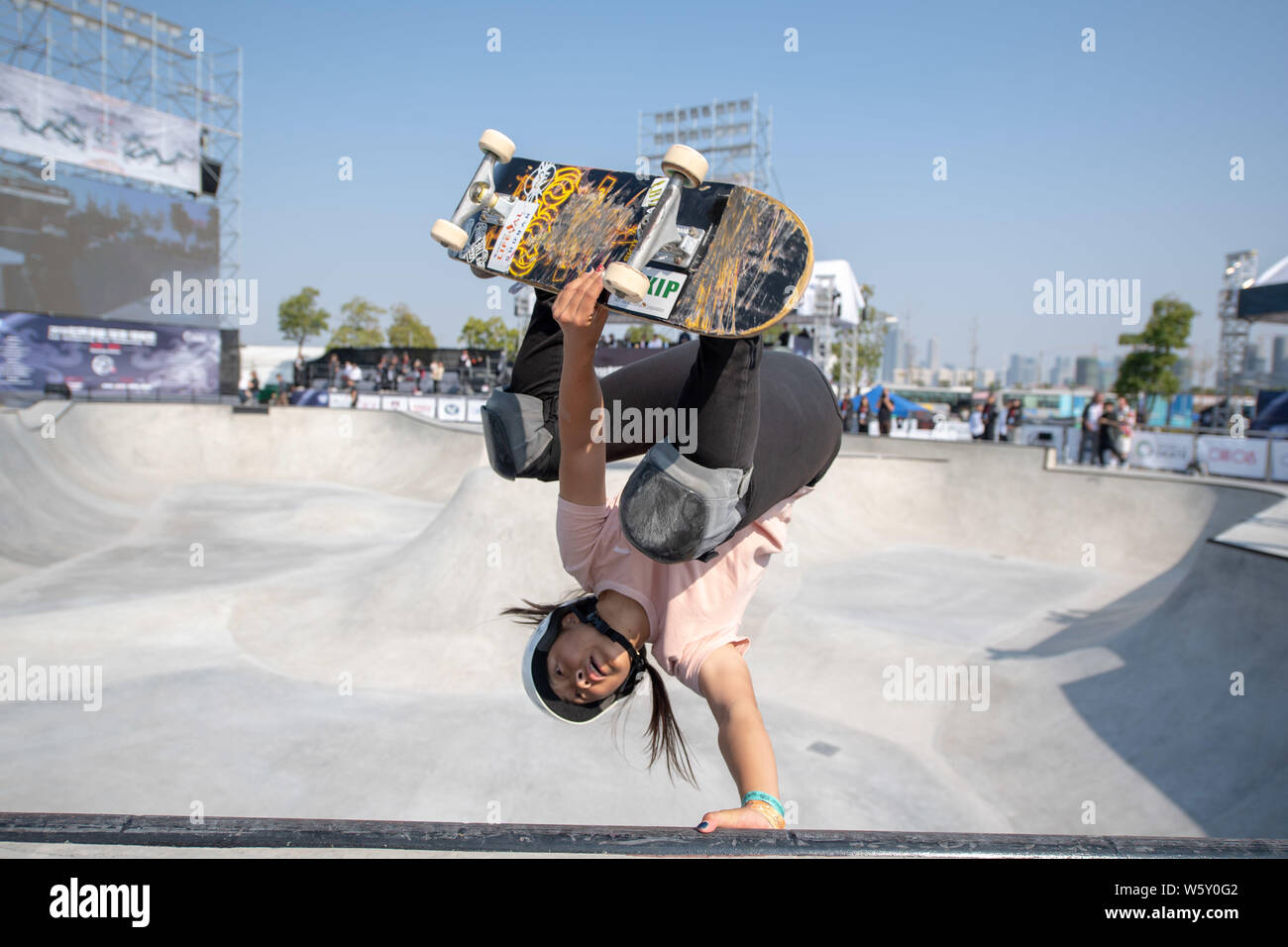 A player competes in the women's final match during the 2018 World ...