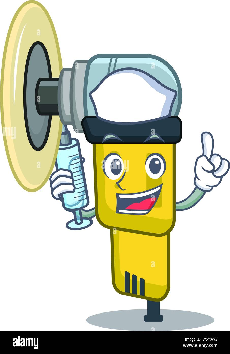 Nurse pneumatic sander in a cartoon drawer vector illustration Stock ...