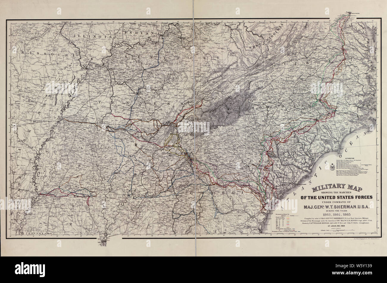 Civil War Maps 1151 Military map showing the marches of the United ...
