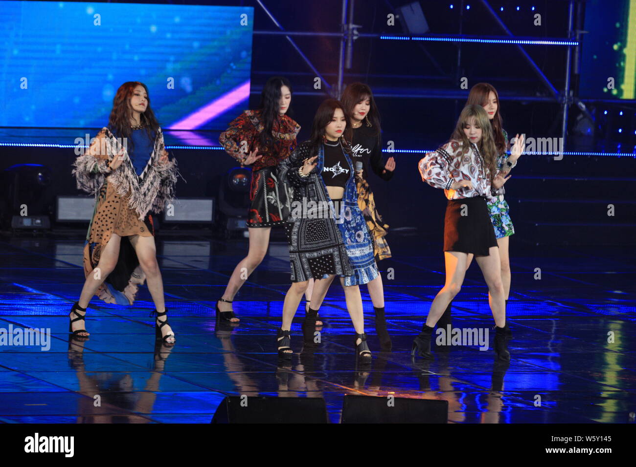 Members of South Korean girl group (G)I-DLE perform during the 2018 MBN Hero Concert in Seoul ...