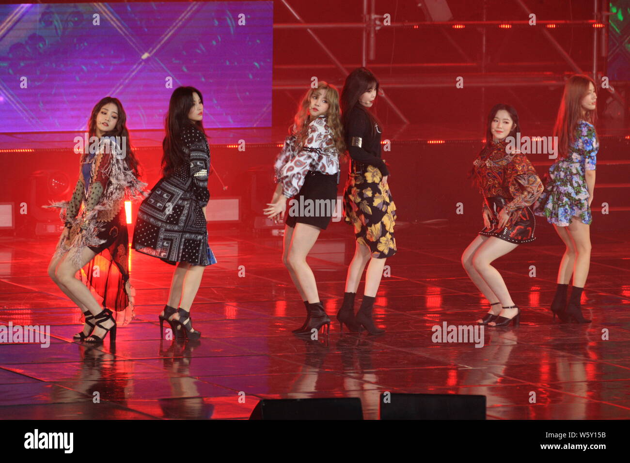 Members of South Korean girl group (G)I-DLE perform during the 2018 MBN Hero Concert in Seoul ...