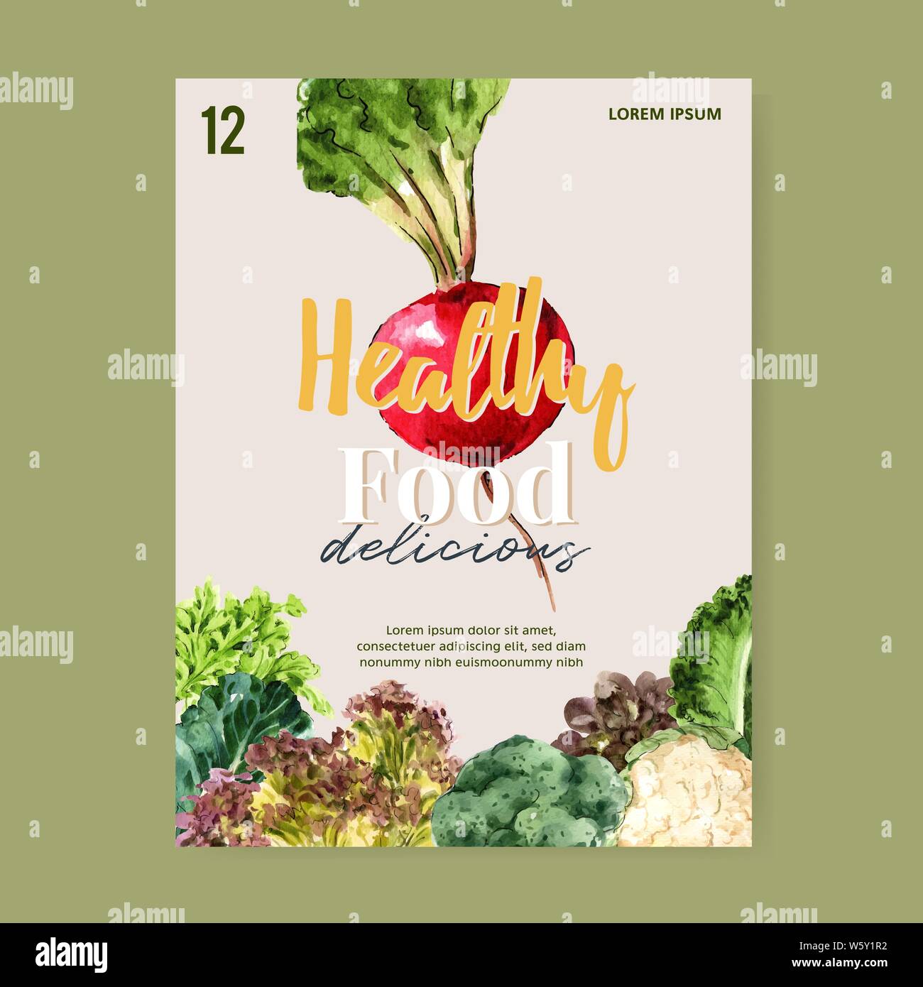 vegetable watercolor paint collection. Fresh food organic poster flyer ...