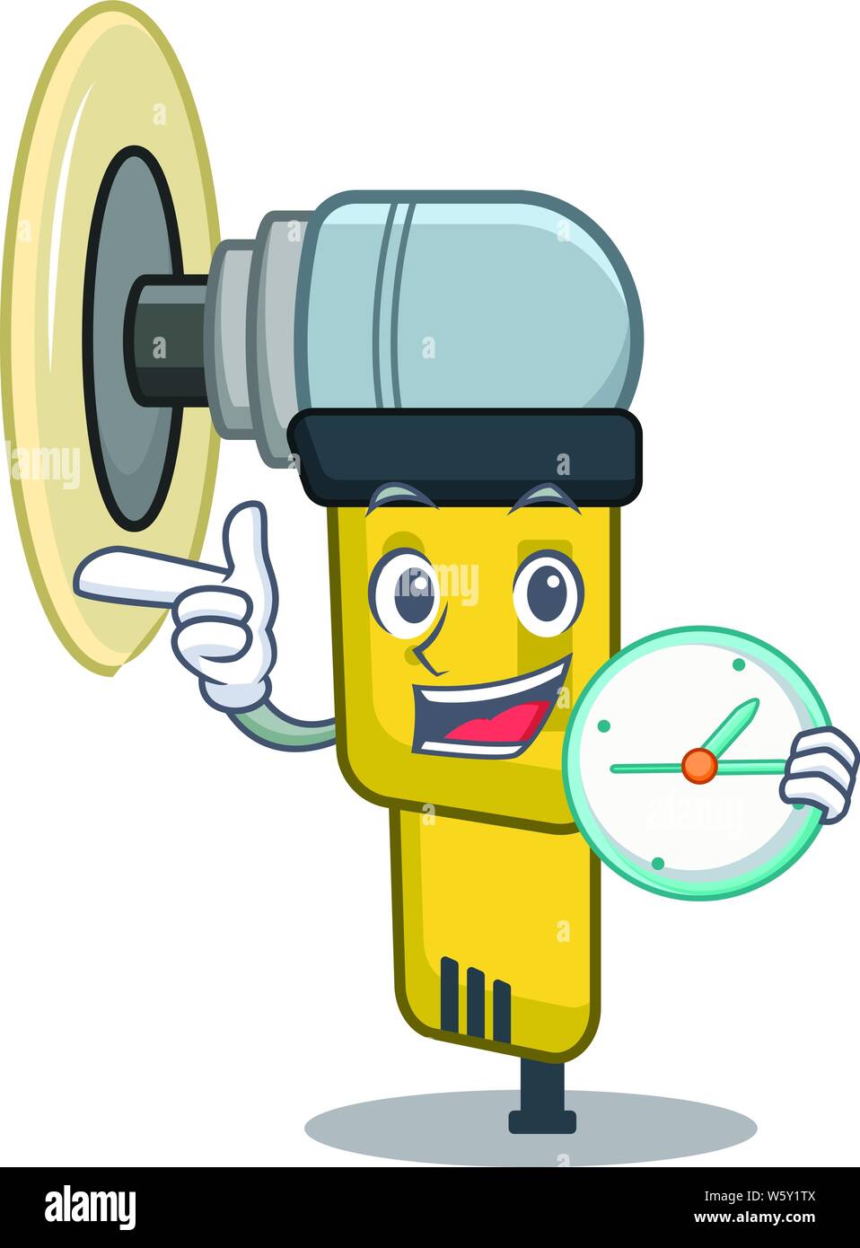 With clock pneumatic sander in a cartoon drawer vector illustration ...