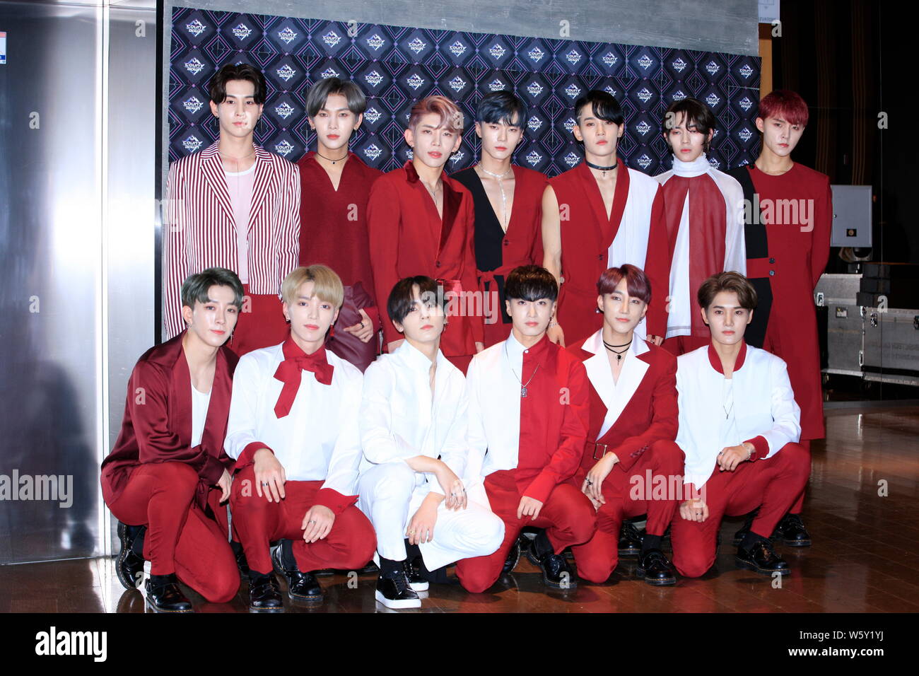 Members of South Korean boy band 14U attend the filming session for an ...