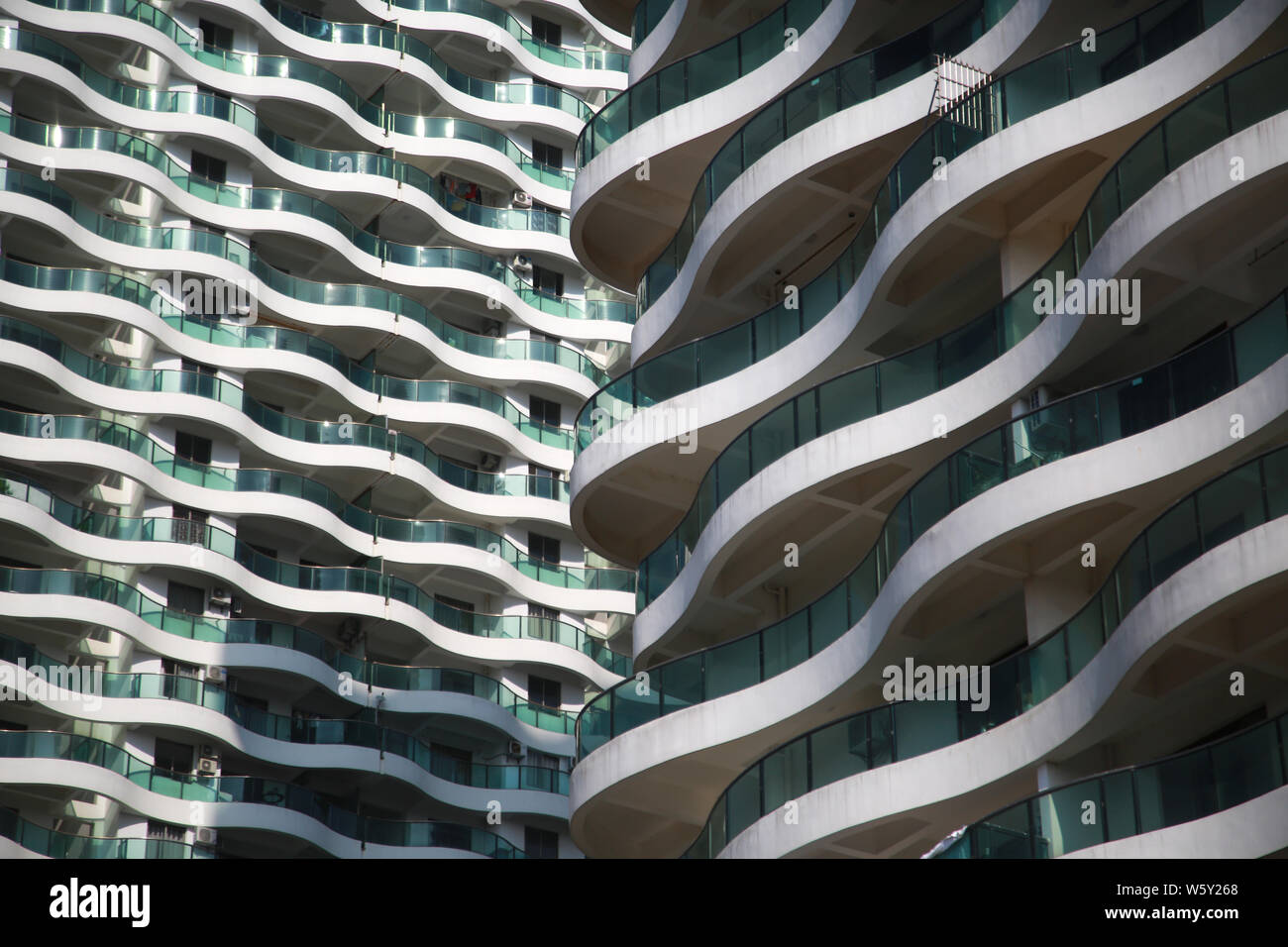 A view of two instant noodle-shaped high-rise residential apartment ...