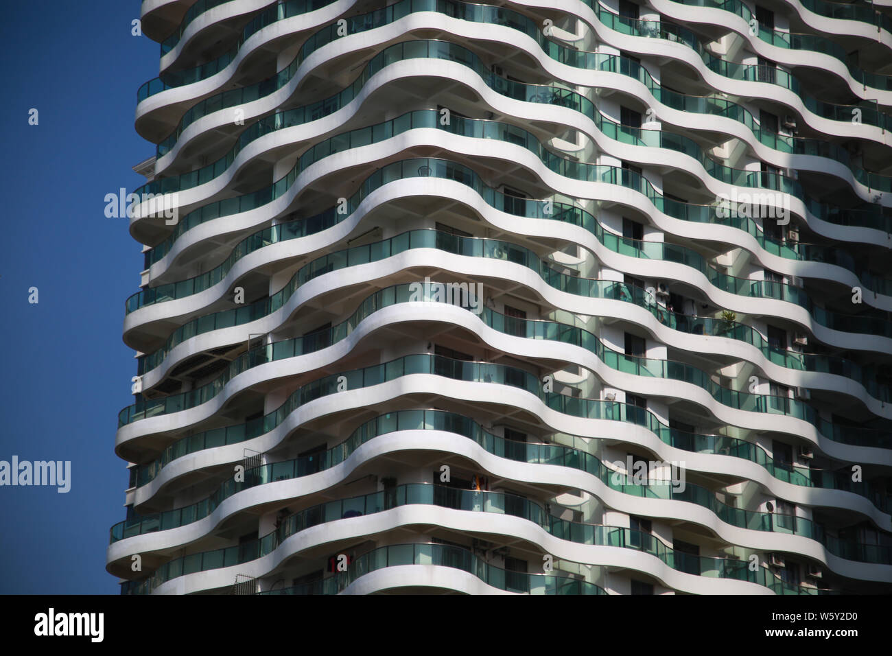 A view of an instant noodle-shaped high-rise residential apartment ...