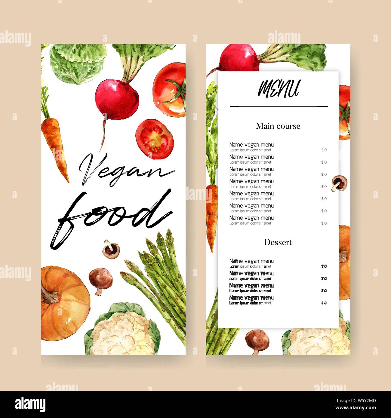 vegetable watercolor paint collection. Fresh food organic menu healthy ...