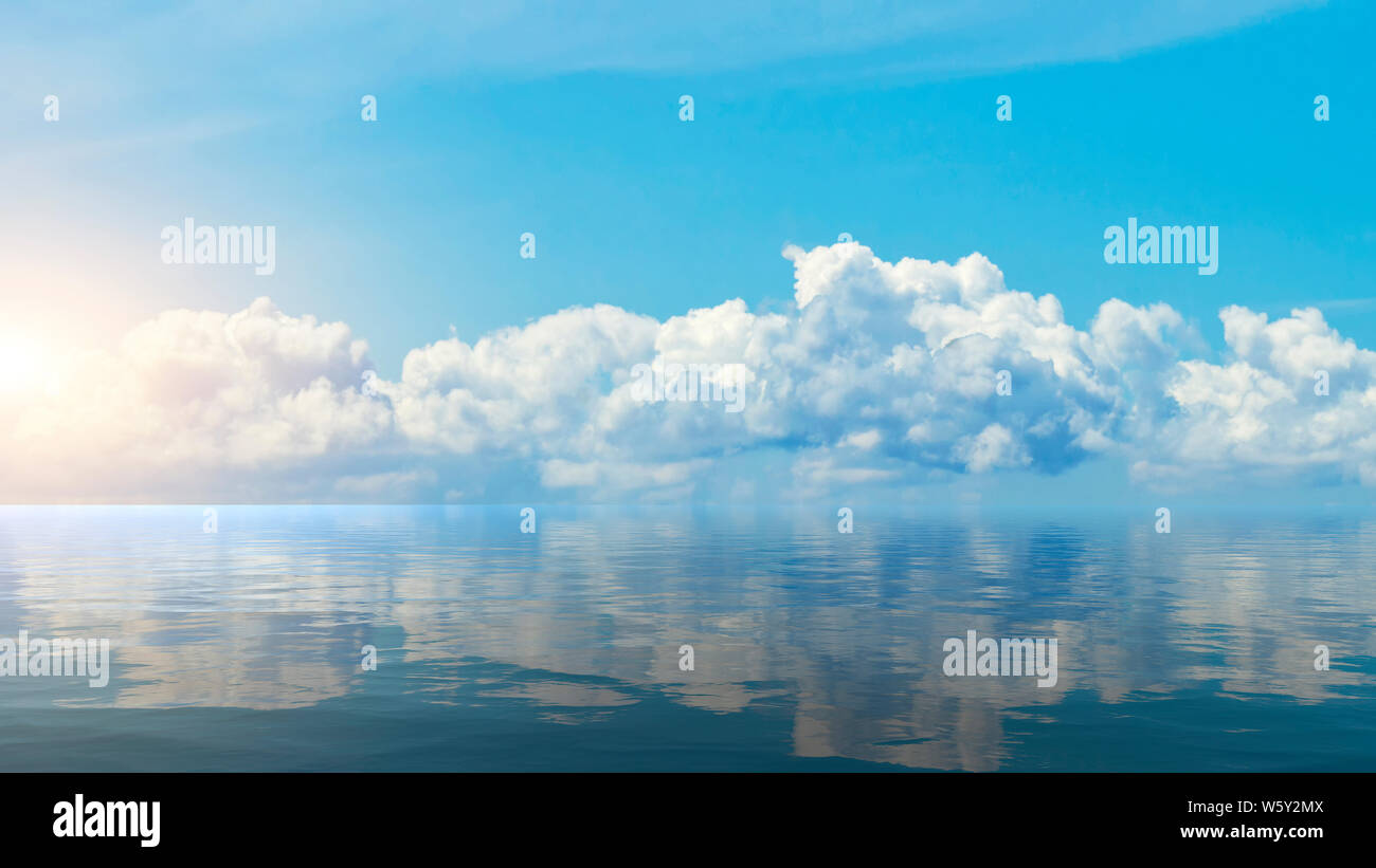 Sunset over the endless horizon of the ocean Stock Photo - Alamy