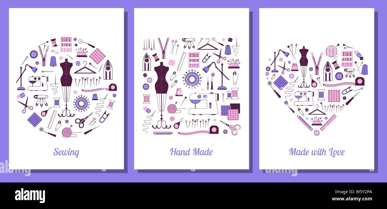 Hand Made Sewing and Tailoring Print Cards Stock Vector Image & Art - Alamy