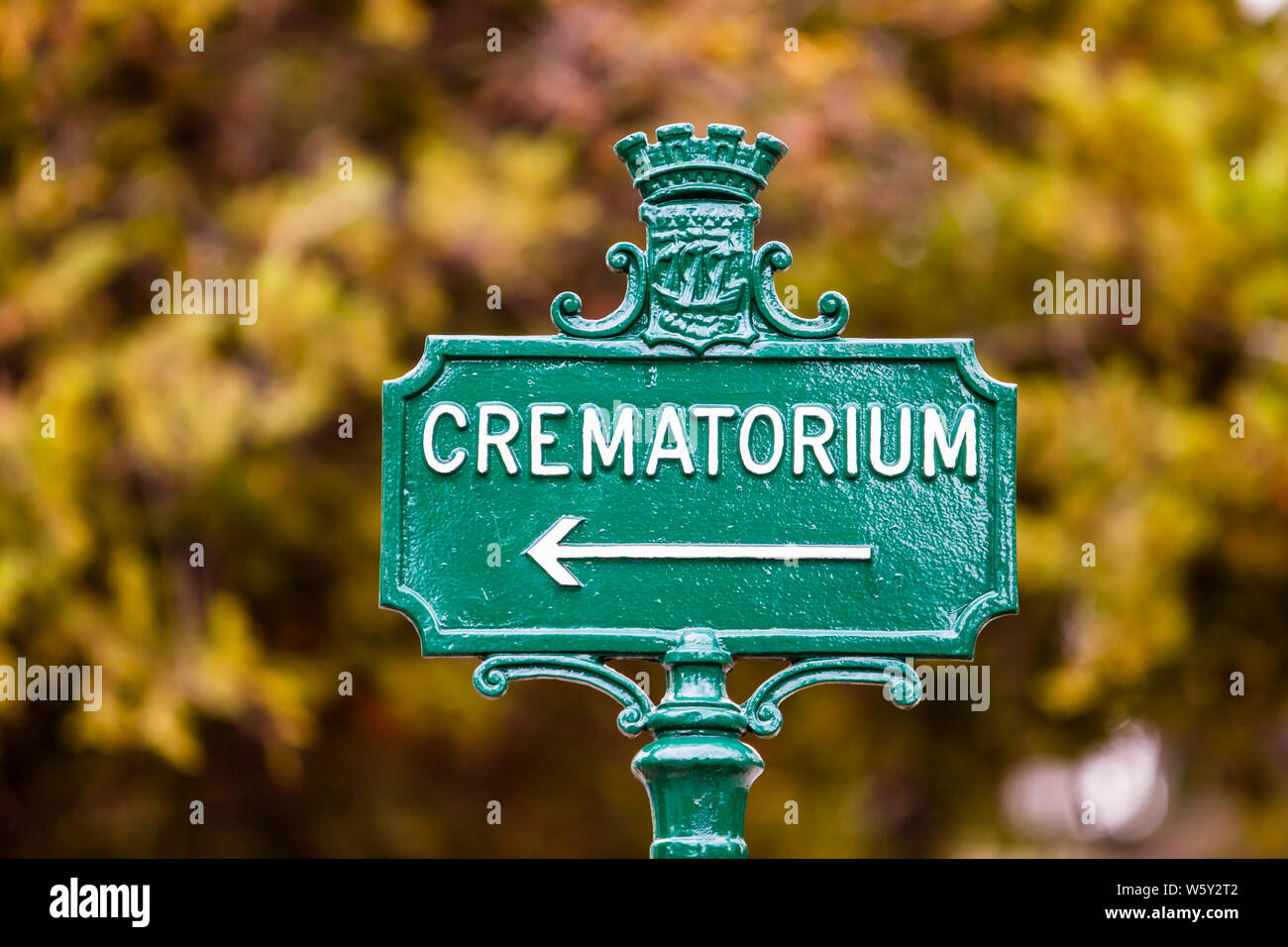 Crematorium Sign on Cemetery Père Lachaise, Paris Stock Photo - Alamy