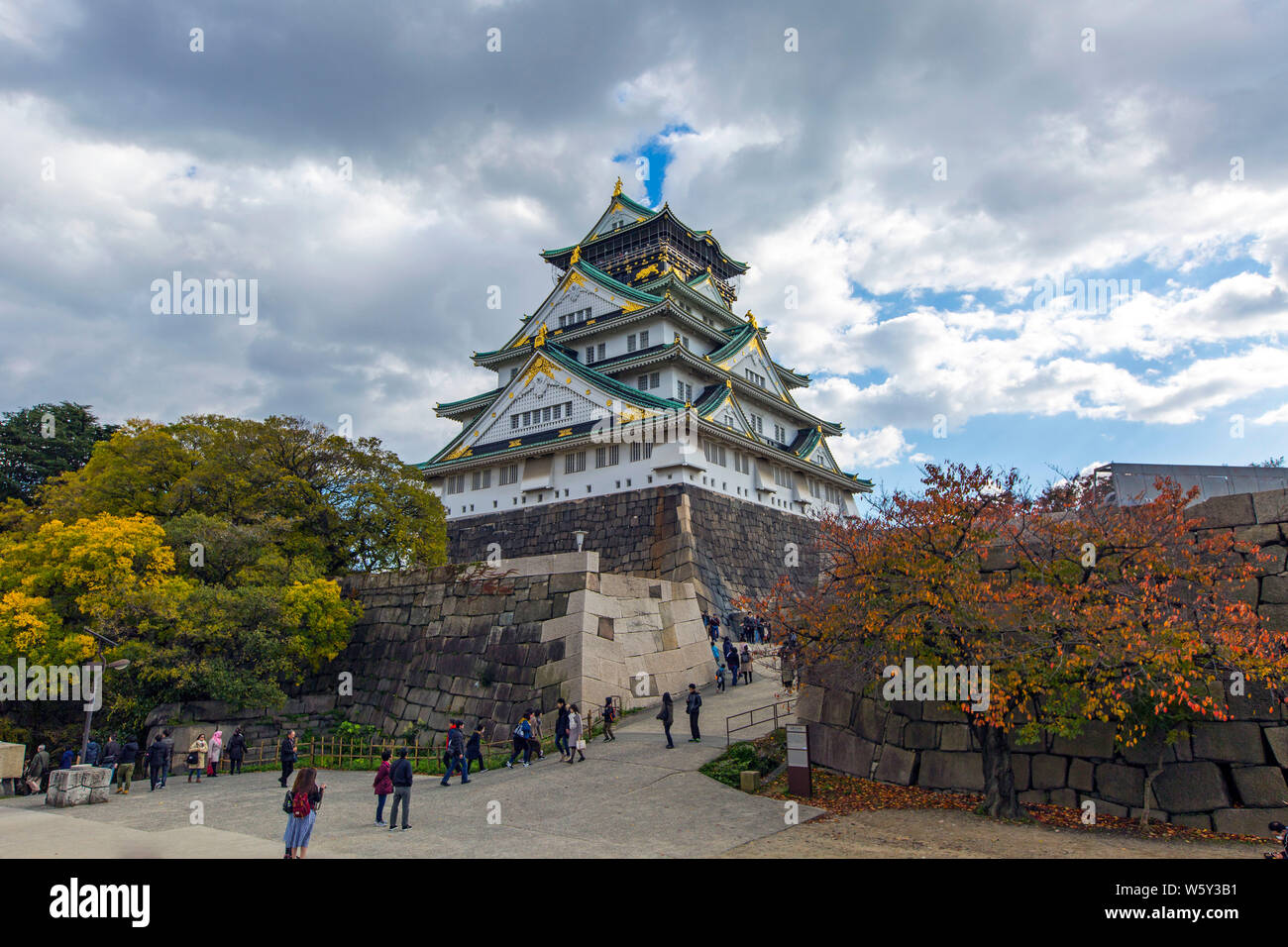 View of the Main Tower surrounded by the beautiful autumn foliage of ...