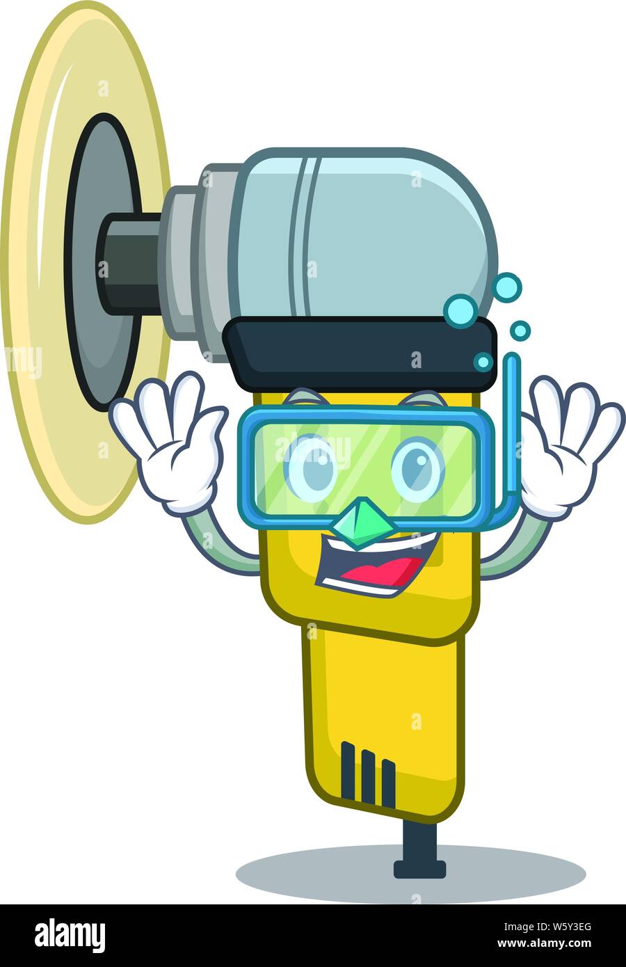 Diving pneumatic sander in a cartoon drawer vector illustration Stock ...