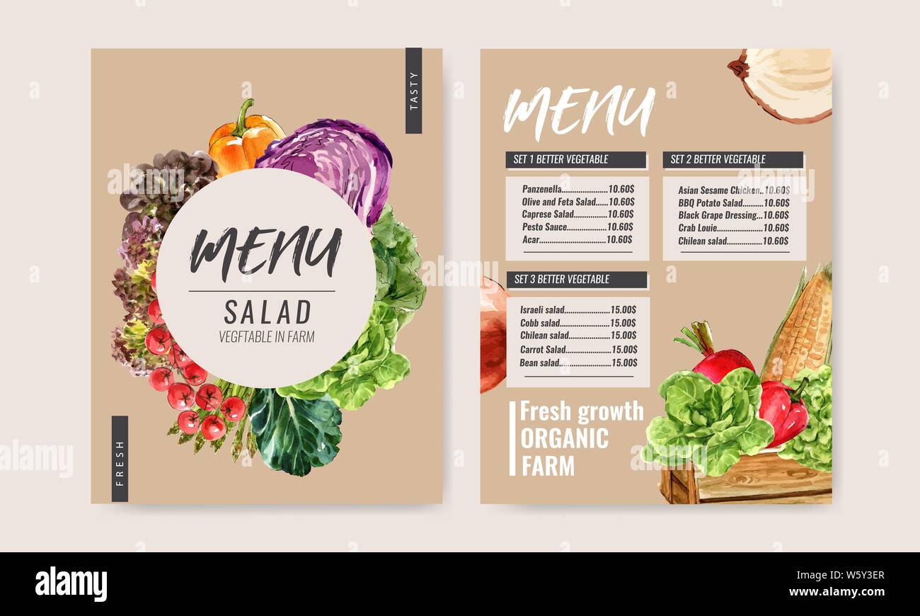 vegetable watercolor paint collection. Fresh food organic menu healthy ...