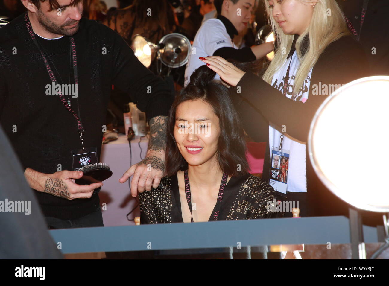 Victoria's Secret Angel and Chinese model Liu Wen is pictured backstage ...