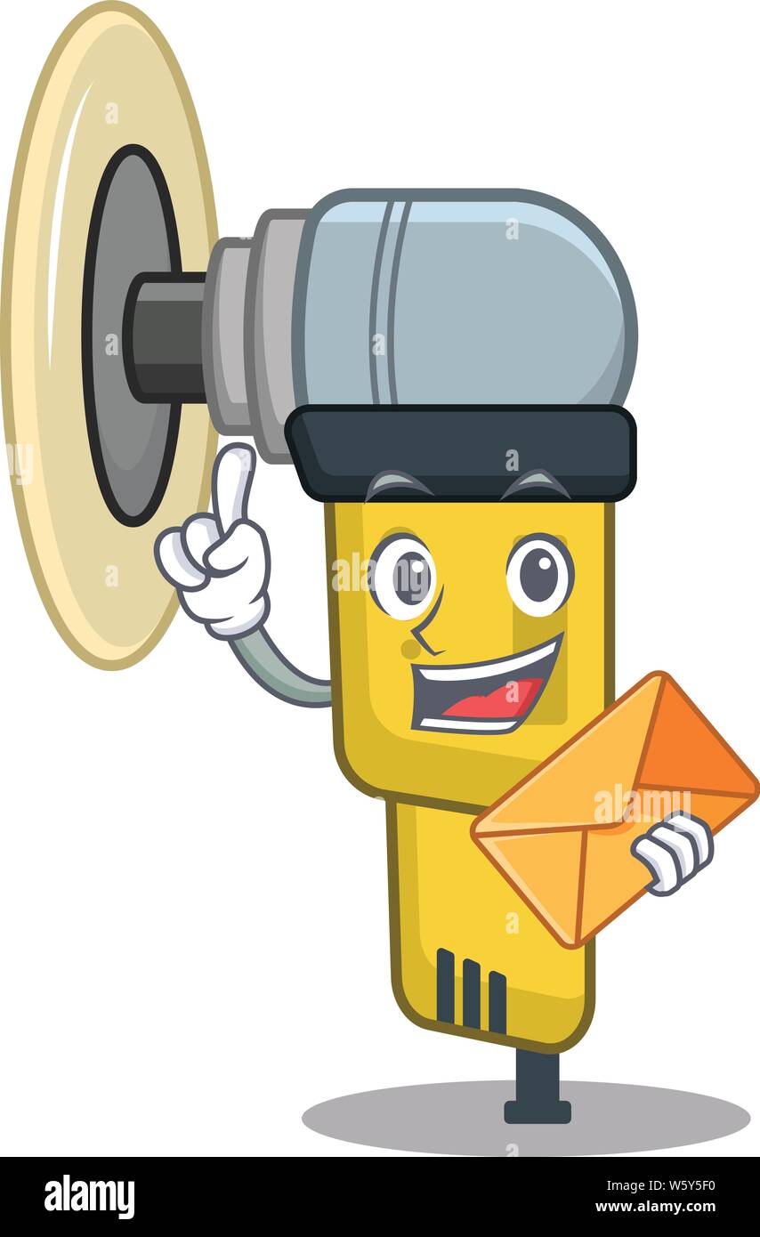 With envelope pneumatic sander in a cartoon drawer vector illustration ...