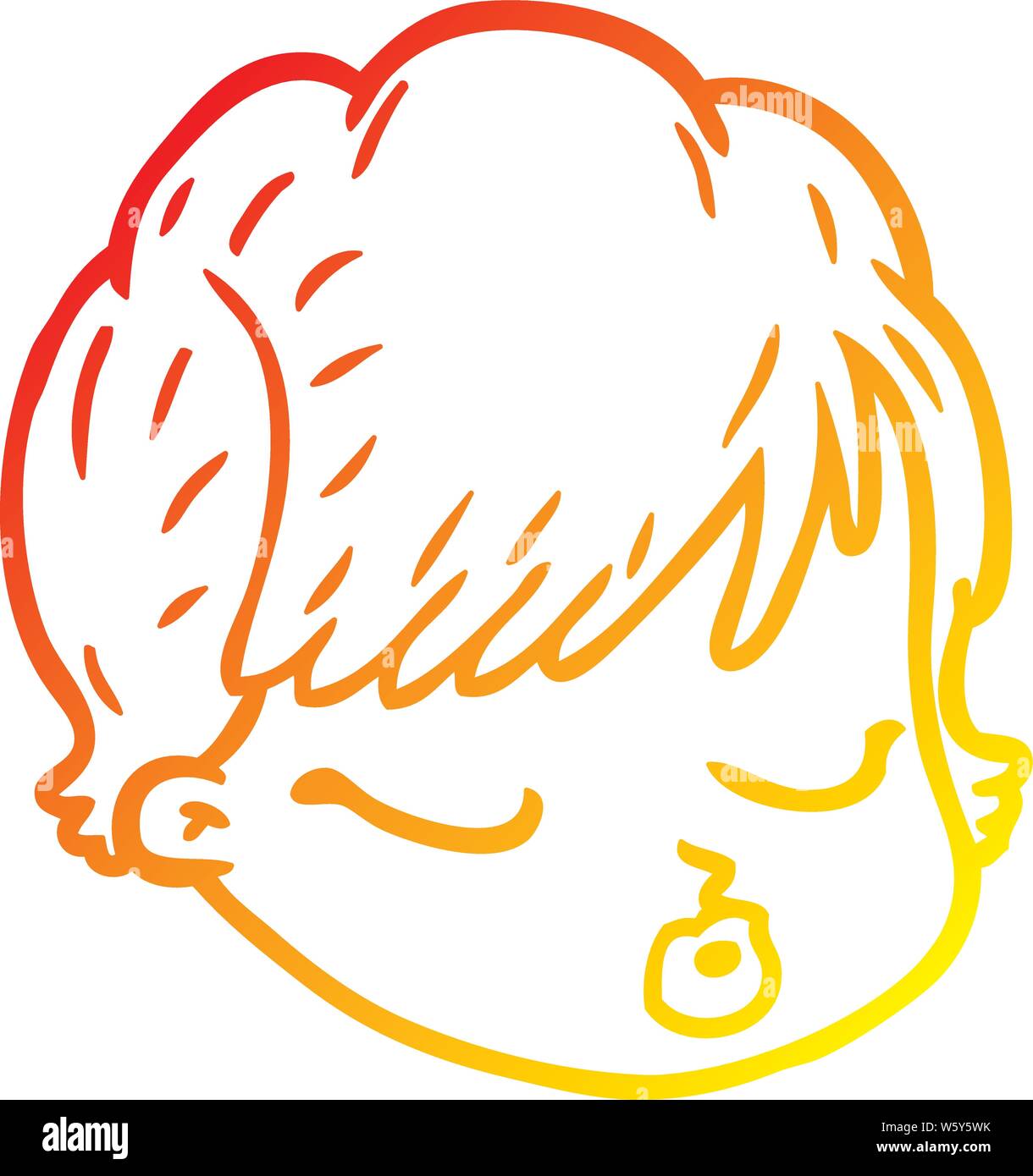 warm gradient line drawing of a cartoon female face Stock Vector Image ...