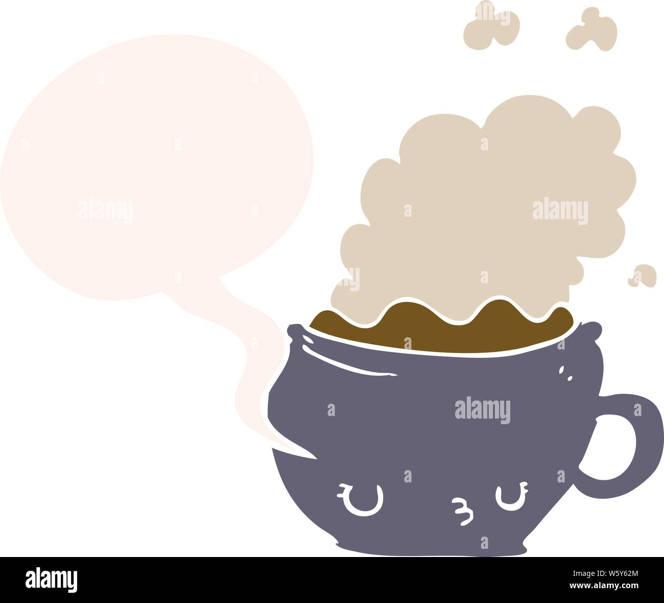 cute cartoon coffee cup with speech bubble in retro style Stock Vector ...