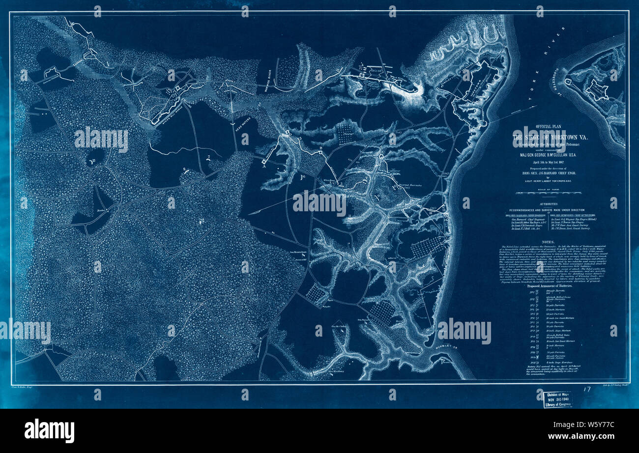 Civil War Maps 1215 Official plan of the siege of Yorktown Va conducted ...