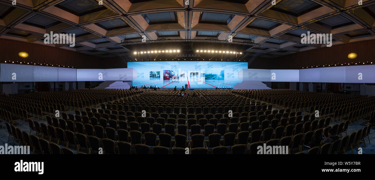 Interior view of the main conference hall at the Wuzhen Internet ...