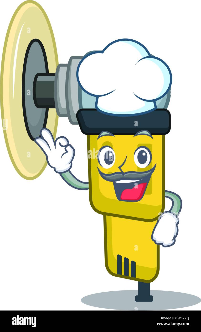 Chef pneumatic sander in a cartoon drawer vector illustration Stock ...