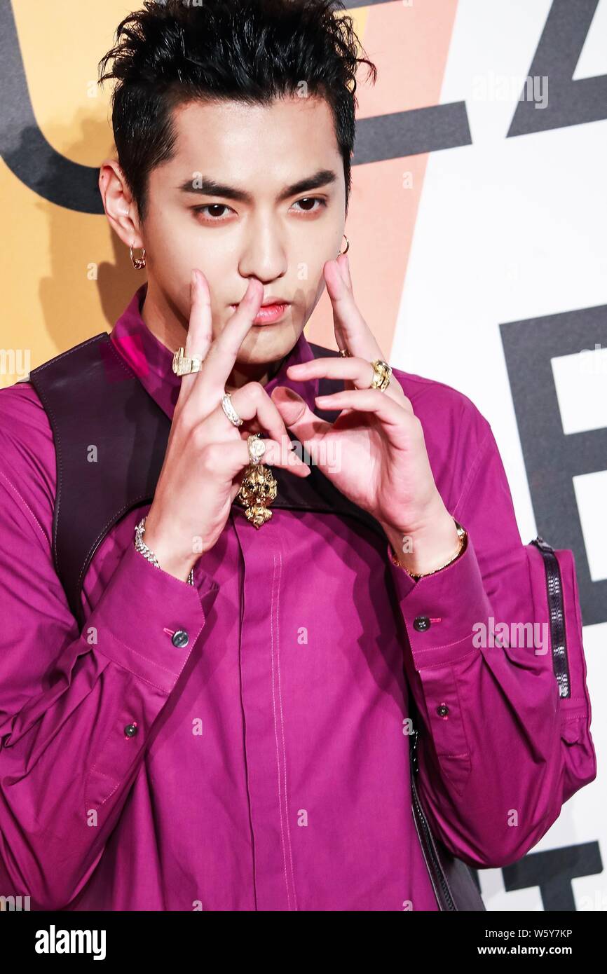 Chinese singer and actor Kris Wu or Wu Yifan arrives at the Louis ...