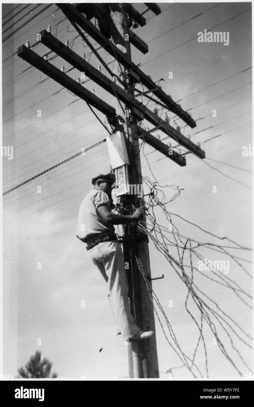 Telephone lineman hi-res stock photography and images - Alamy