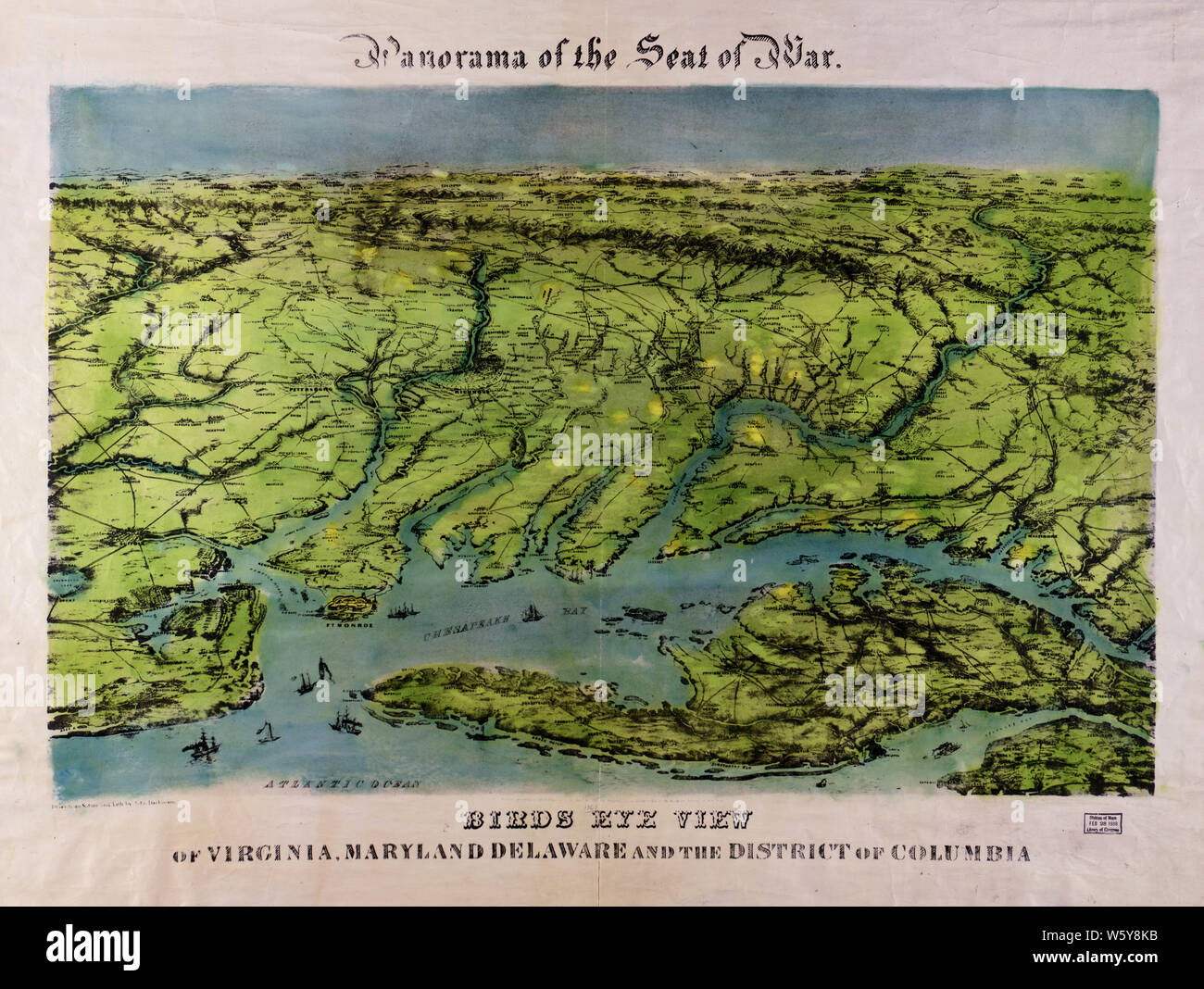 Civil War Maps 1235 Panorama of the seat of war bird's eye view of ...