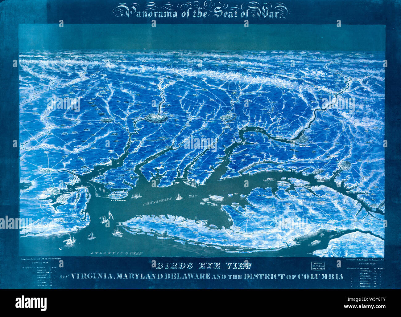Civil War Maps 1236 Panorama of the seat of war bird's eye view of ...