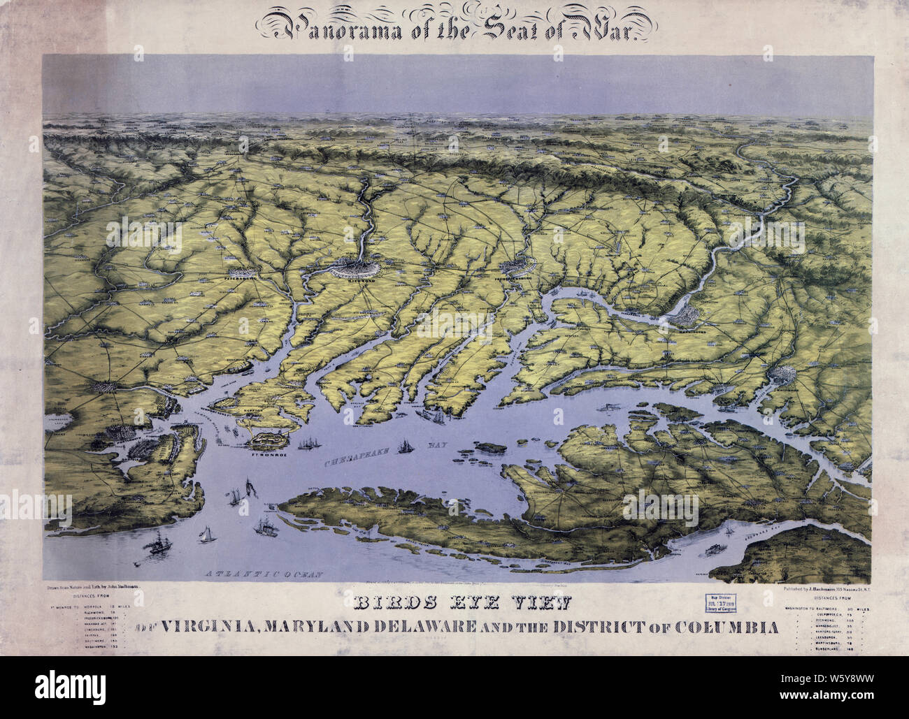 Civil War Maps 1236 Panorama of the seat of war bird's eye view of ...