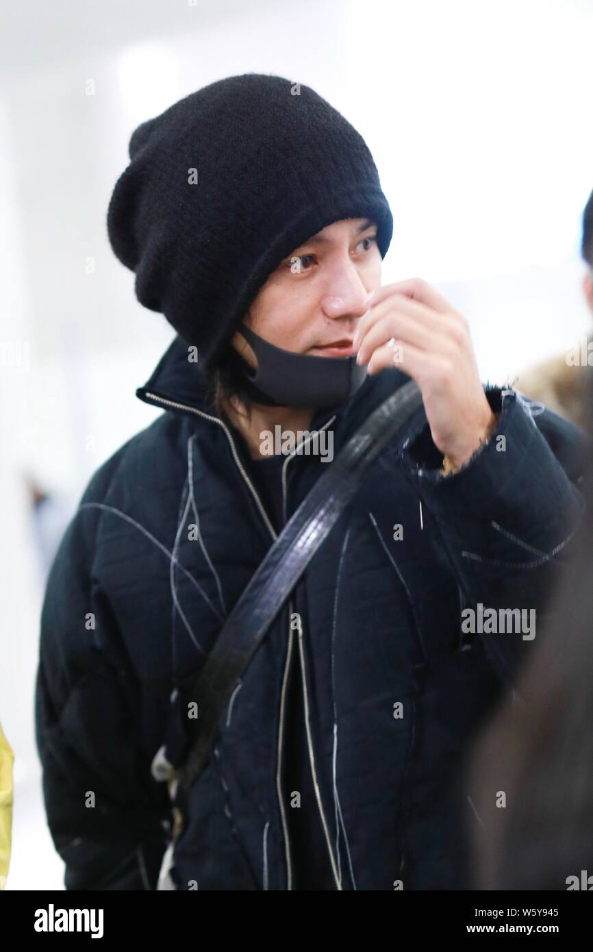 Chinese actor and singer Aloys Chen Kun leaves the Shanghai Hongqiao ...